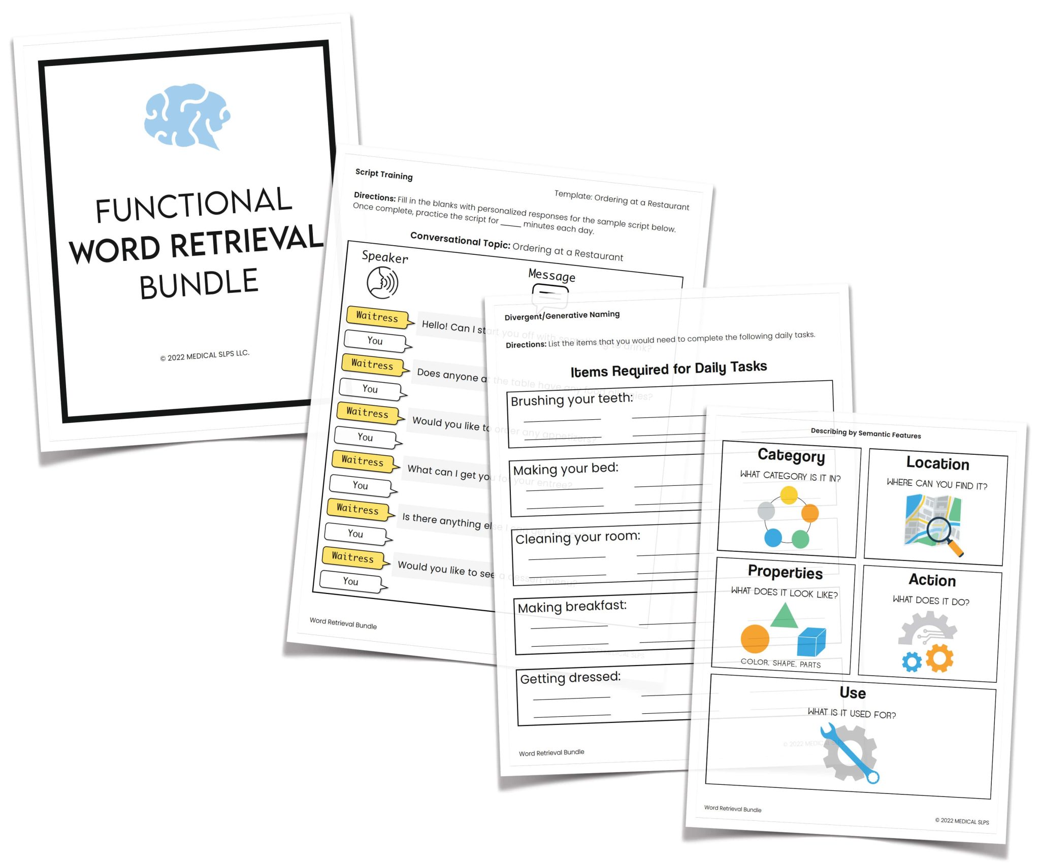 Word Retrieval Worksheets Bundle - Medical SLPs