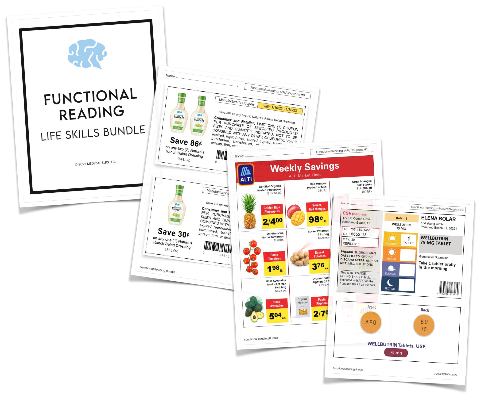 Functional Reading Life Skills Bundle - Medical SLPs