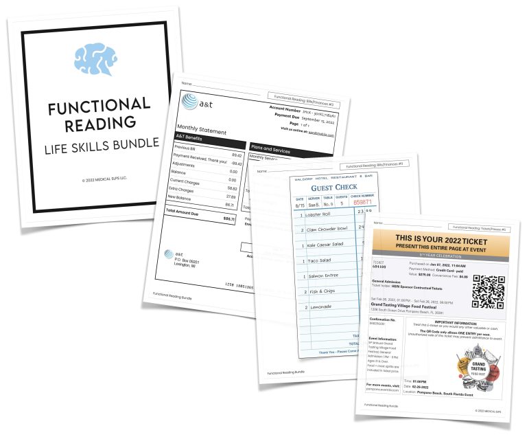Functional Reading Life Skills Bundle - Medical SLPs