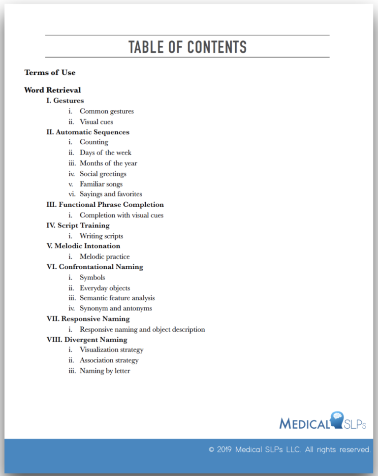 confrontational naming - Medical SLPs