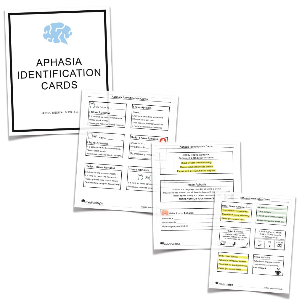 Aphasia Identification Cards - Medical SLPs