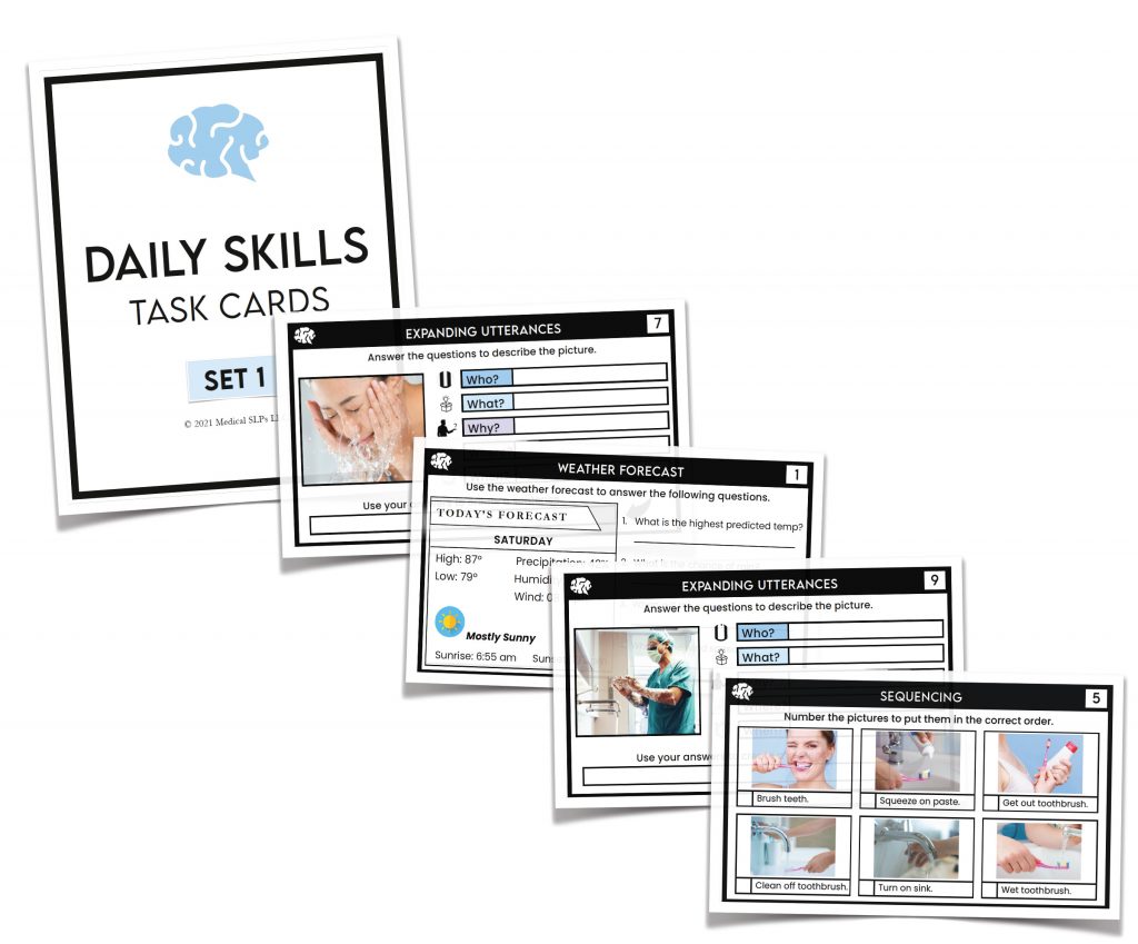 Daily Skills Task Cards - Set 1 - Medical SLPs